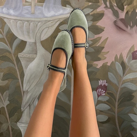 Flabelus | Shoes | Flabelus Prynne Velvet Mary Jane In Light Green Size ...